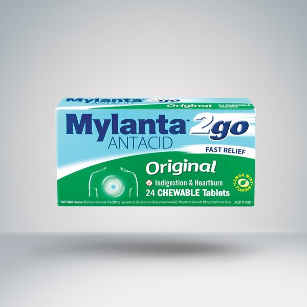 Mylanta 2Go Antacid Original Chewable Tablets Lemon Mint 24 Pack ...